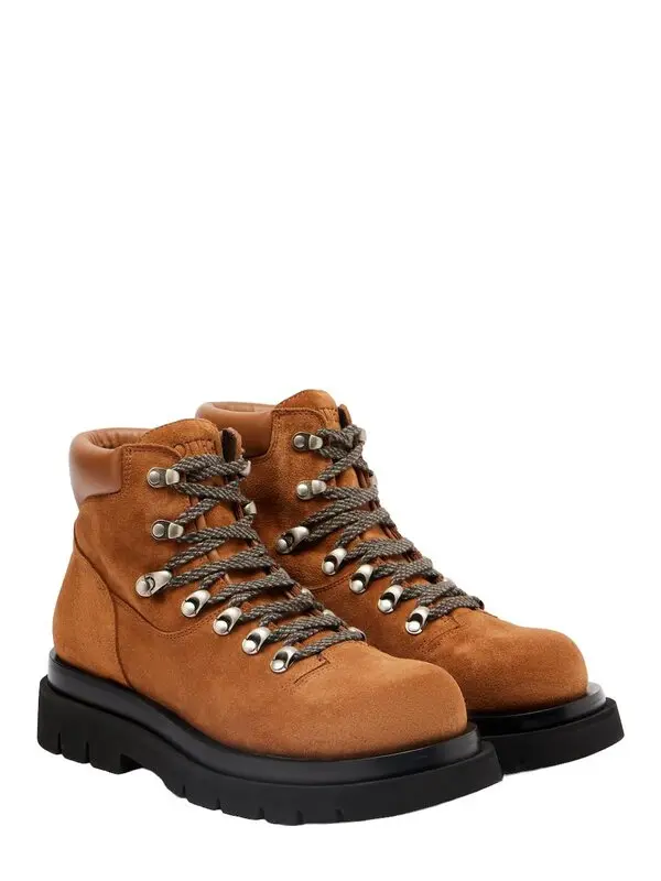 Bottega Veneta Suede Lace-up Boots - Brown
