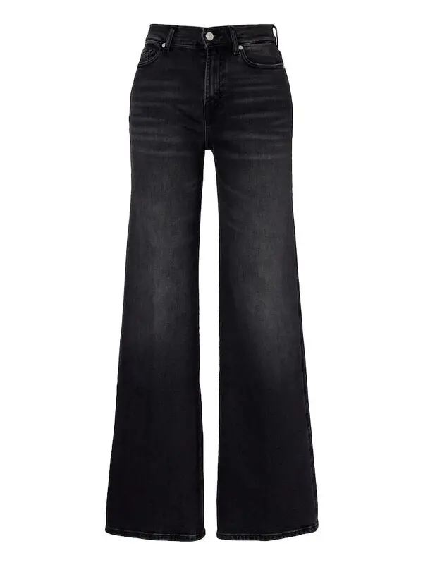 7 For All Mankind Lotta High-rise Wide-leg Jeans - Black
