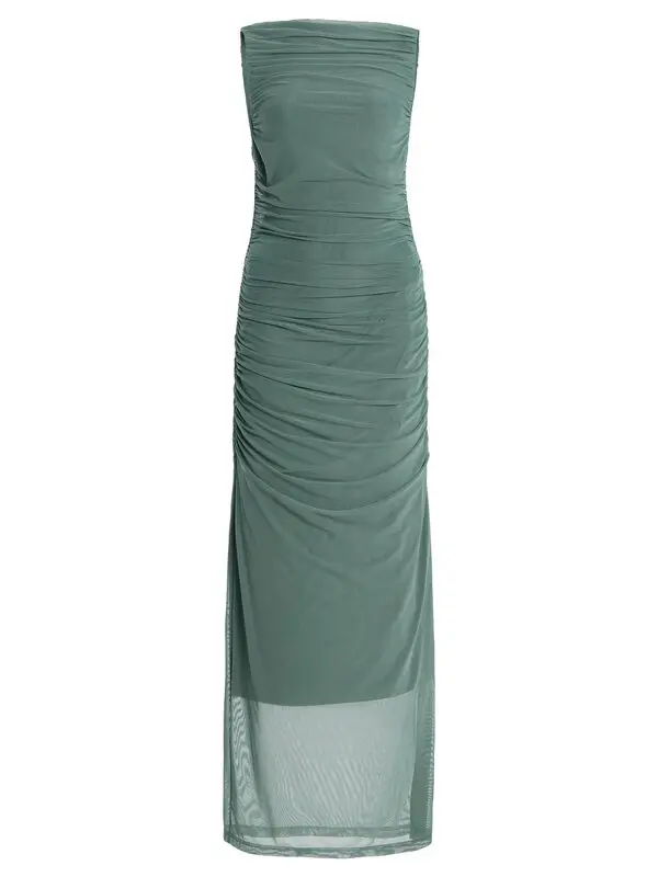 Significant Other Whitney Ruched Mesh Midi Dress - Green