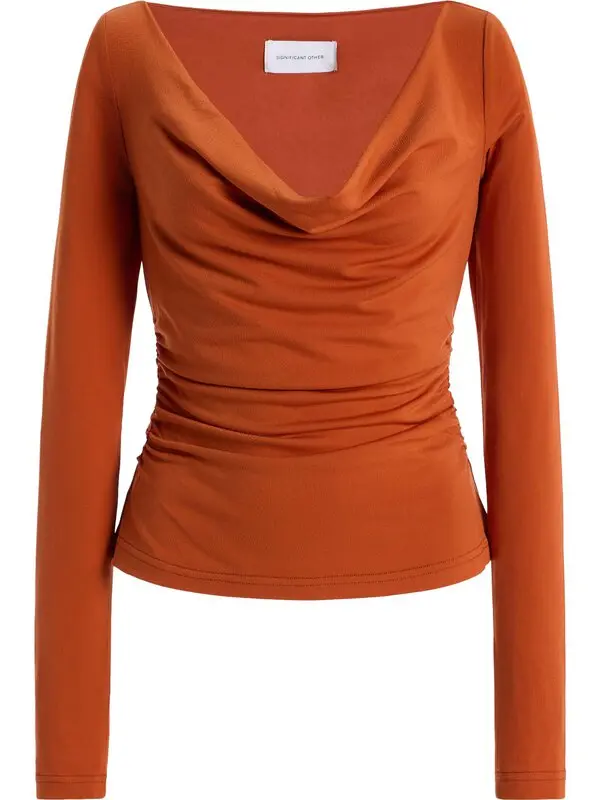 Significant Other Luisa Draped Jersey Top - Orange