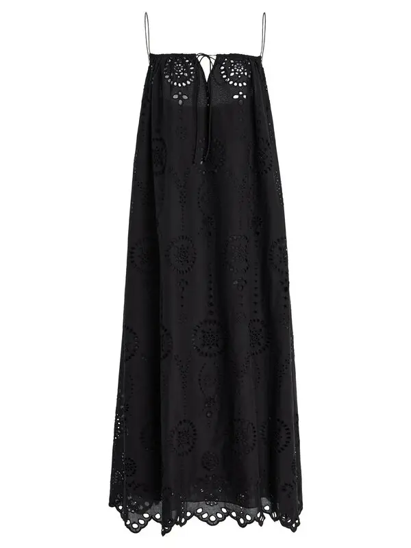 Matteau Cotton Broderie Anglaise Midi Dress - Black