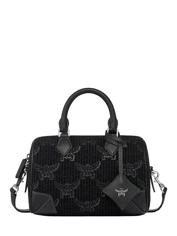 Mcm Ella Boston Bag In Lauretos Lurex Jacquard - Black