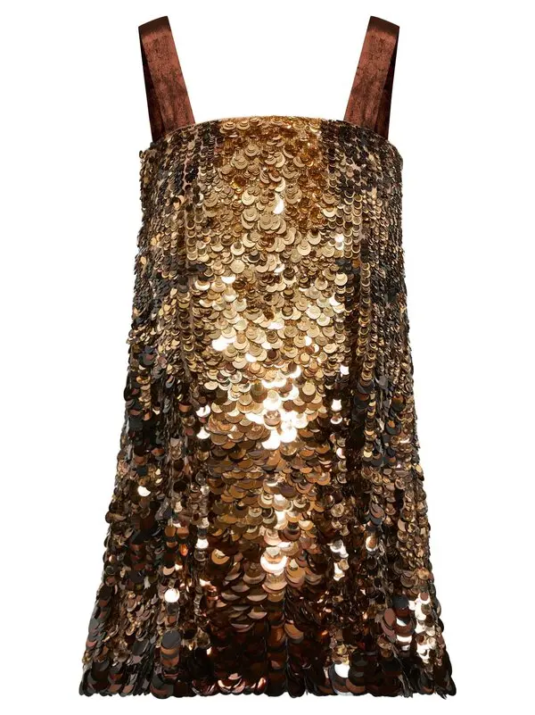 Oscar De La Renta Ombre Paillette Cocktail Dress - Gold