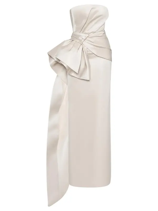 Oscar De La Renta Bow-detailed Column Gown - Gold