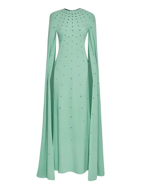 Oscar De La Renta Pearl Eyelet Embroidered Caftan - Green