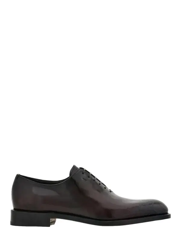 FERRAGAMO Crocodile Print Tramezza Oxford Shoes - Brown