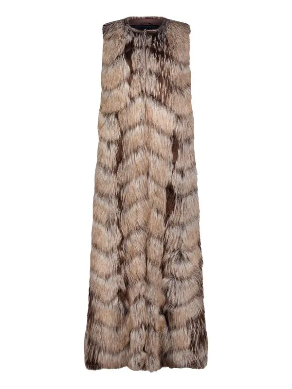 LYLA GRANT Faux Fox Fur Floor-length Vest - Crystal
