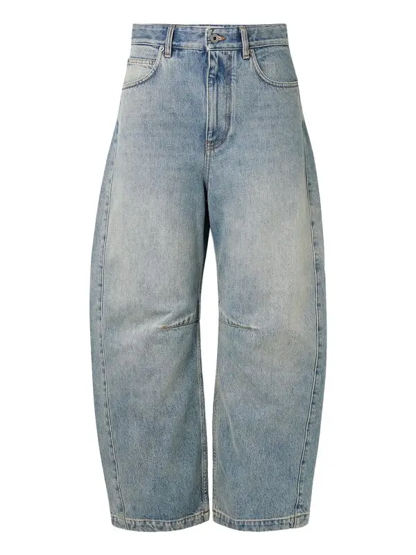 Loewe Embroidered High-rise Barrel-leg Jeans - Blue