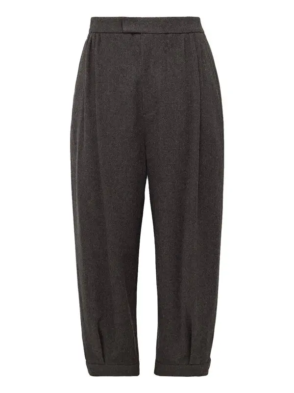 AMOMENTO Tapered Wool Trousers - Brown