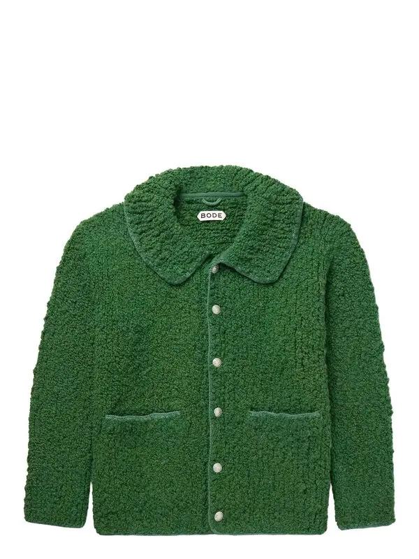 BODE Moppet Wool-bouclé Cardigan - Green