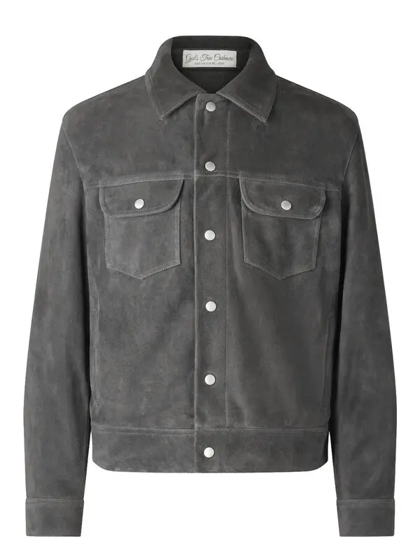 FRAME Suede Trucker Jacket - Gray
