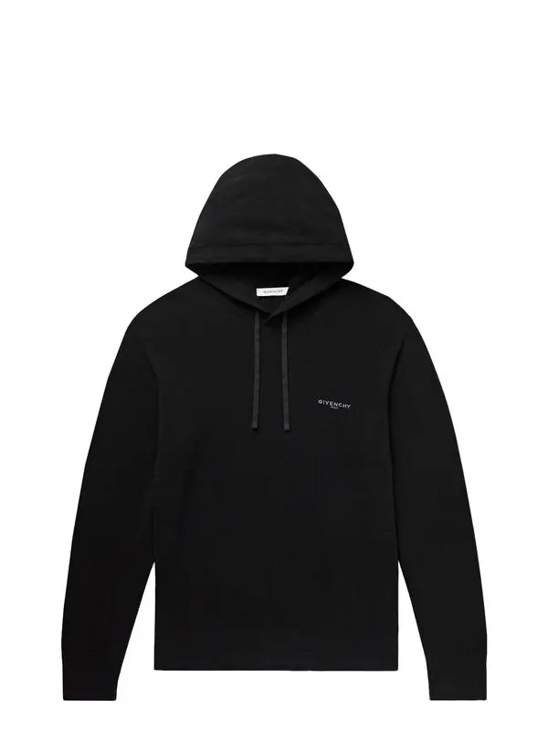 Givenchy Wool And Cashmere-blend Hoodie With Logo - Black