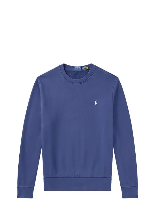 Polo Ralph Lauren Logo-embroidered Cotton-jersey Sweatshirt - Blue