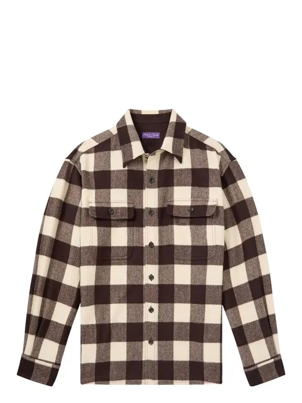 Ralph Lauren Purple Label Gable Checked Wool Shirt - Brown