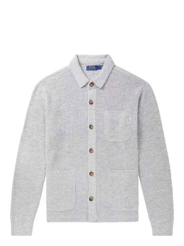 Polo Ralph Lauren Ribbed Cotton Cardigan - Gray