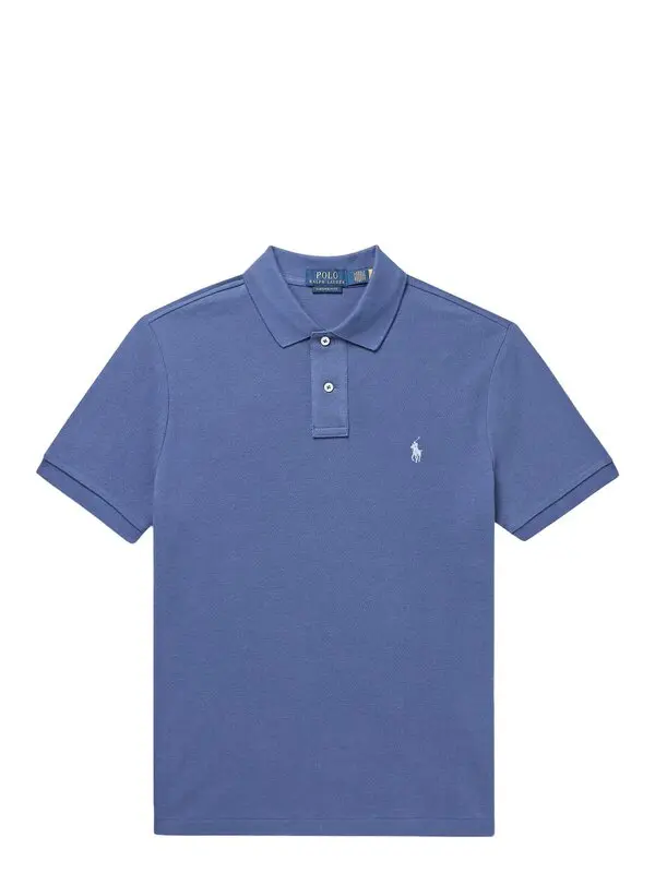 Polo Ralph Lauren Slim-fit Logo-embroidered Cotton-piqué Polo Shirt - Blue