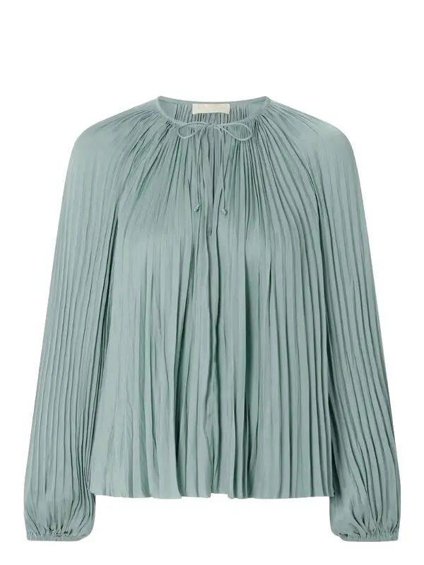 Ulla Johnson Electra Pleated Satin Blouse - Blue