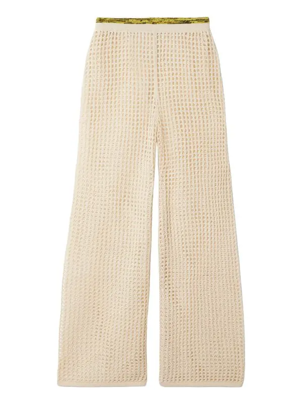 Escvdo Atuq Fringed Wide-leg Pants - Neutrals
