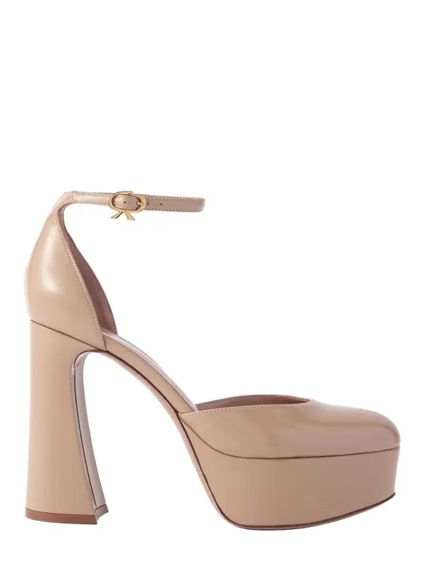 GIANVITO ROSSI Hilary 70 Patent-leather Platform Pumps - Neutrals