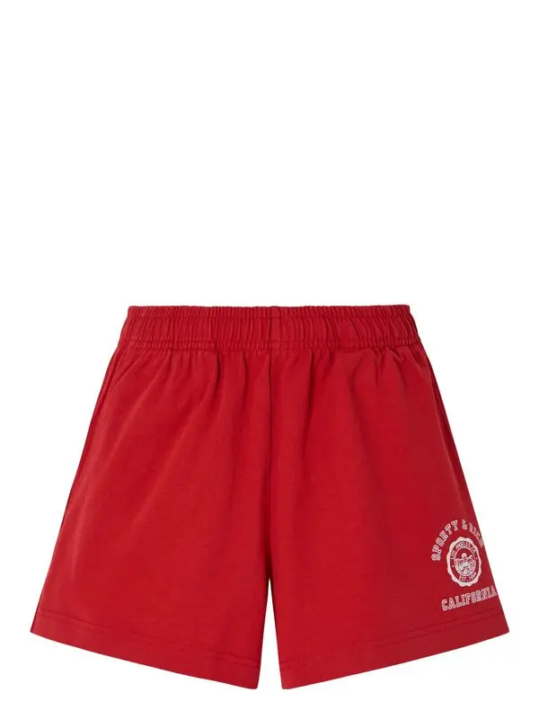 SPORTY & RICH California Printed Cotton-jersey Shorts - Red