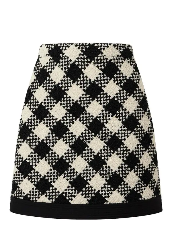 Valentino Garavani Damier Checked Bouclé-tweed Mini Skirt - Black