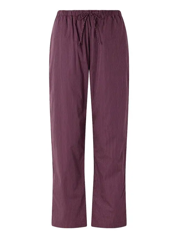 LESET Yoshi Striped Wide-leg Pants - Burgundy