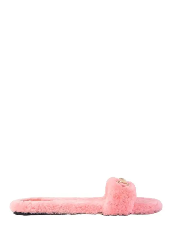 Gucci Horsebit-embellished Shearling Slides - Pink