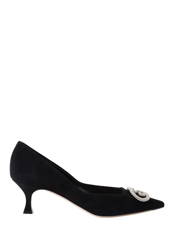 Gucci Embellished Suede Pumps - Black