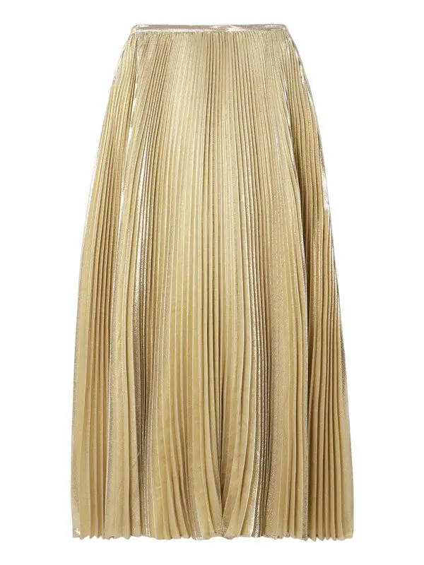 JOSEPH Essai Metallic Plissé Silk-blend Midi Skirt - Gold