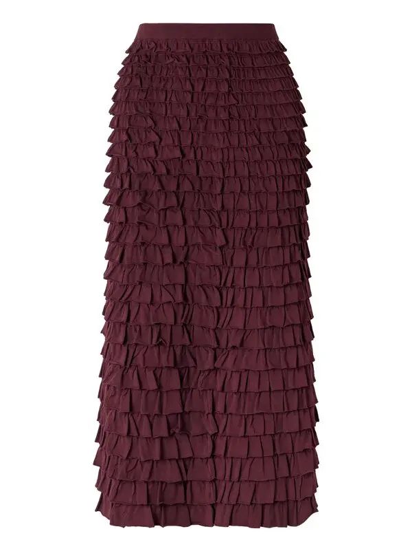 Ulla Johnson Mimi Tiered Ruffled Midi Skirt - Purple