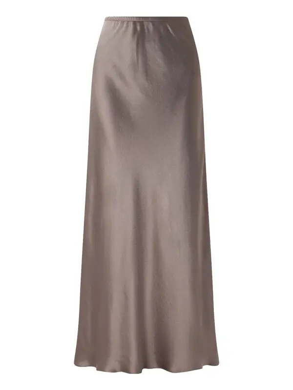 LESET Barb Satin Maxi Skirt - Brown