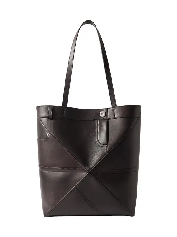 Loewe Puzzle Fold Panta Medium Convertible Leather Tote - Brown