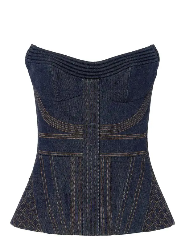 Zimmermann Denim Corset Top - Blue