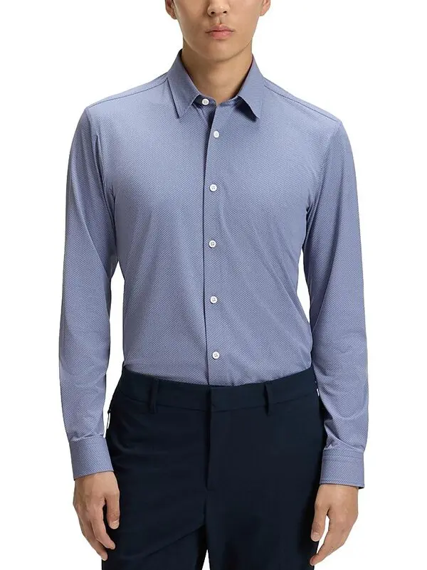 BOSS Roan Slim Fit Button-front Shirt - Dark Blue