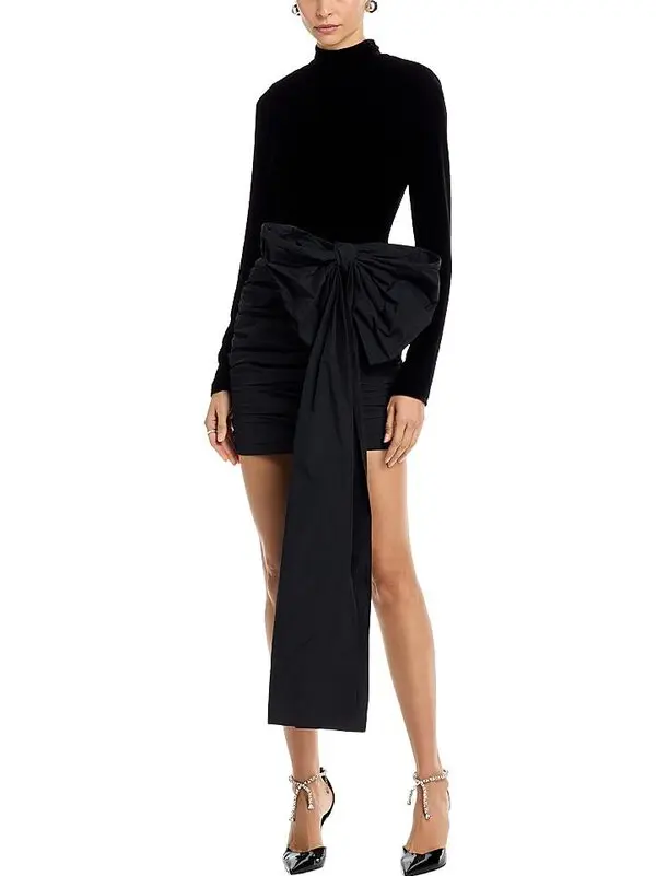 Remain Birger Christensen Velvet Bow Mini Dress - Black