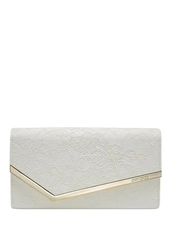 JIMMY CHOO Emmie Lace Clutch - Ivory/light Gold