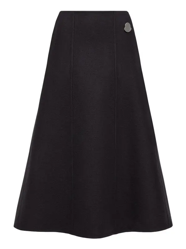 MONCLER + JIL SANDER Wool Flared Midi Skirt - Blue