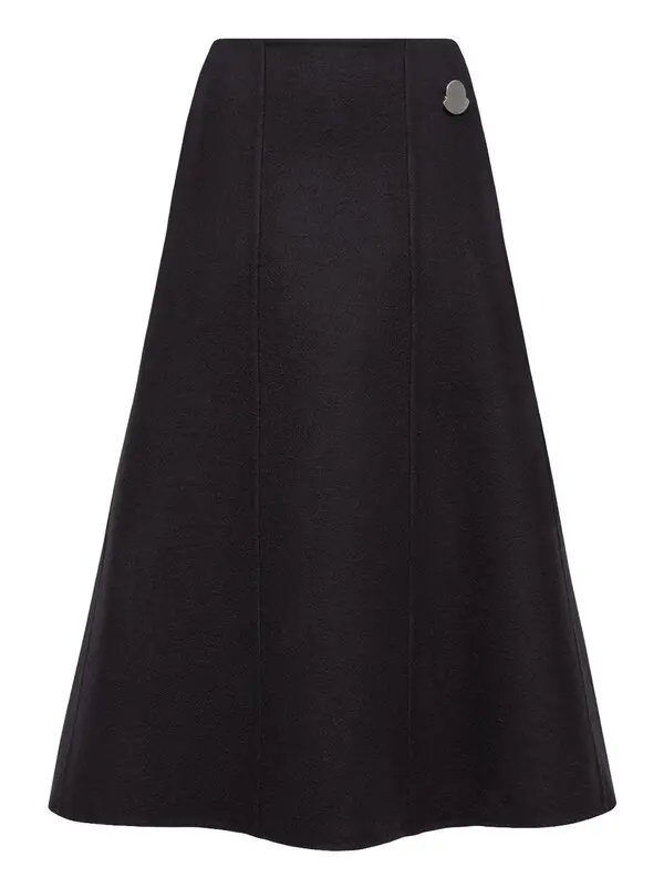 MONCLER + JIL SANDER Wool Midi Flared Skirt - Blue