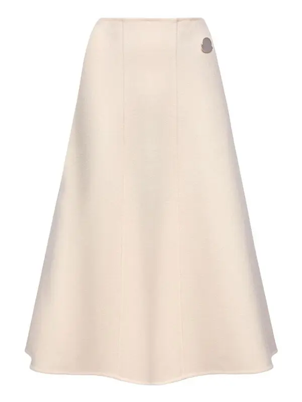 MONCLER + JIL SANDER Wool Flared Midi Skirt - White