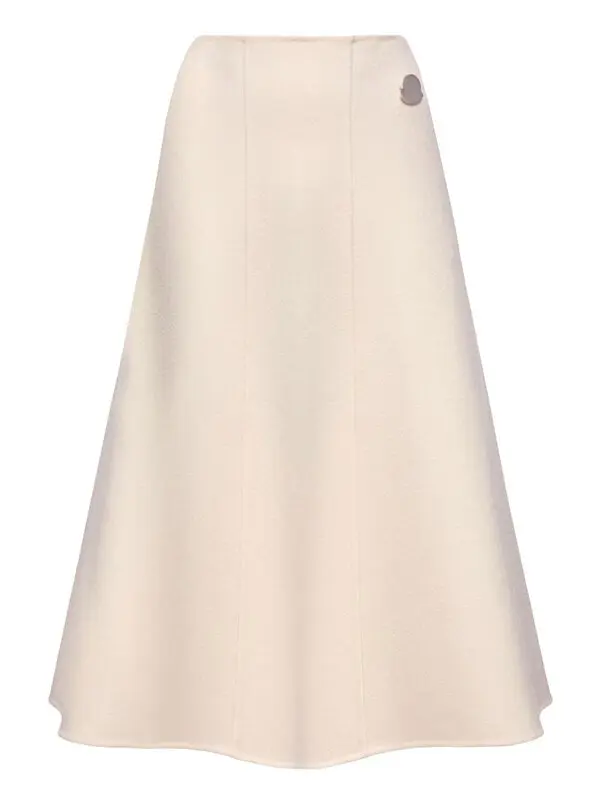 MONCLER + JIL SANDER Wool Midi Flared Skirt - White