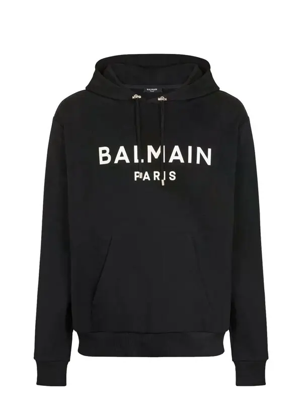 Balmain Logo-print Cotton Hoodie - Black