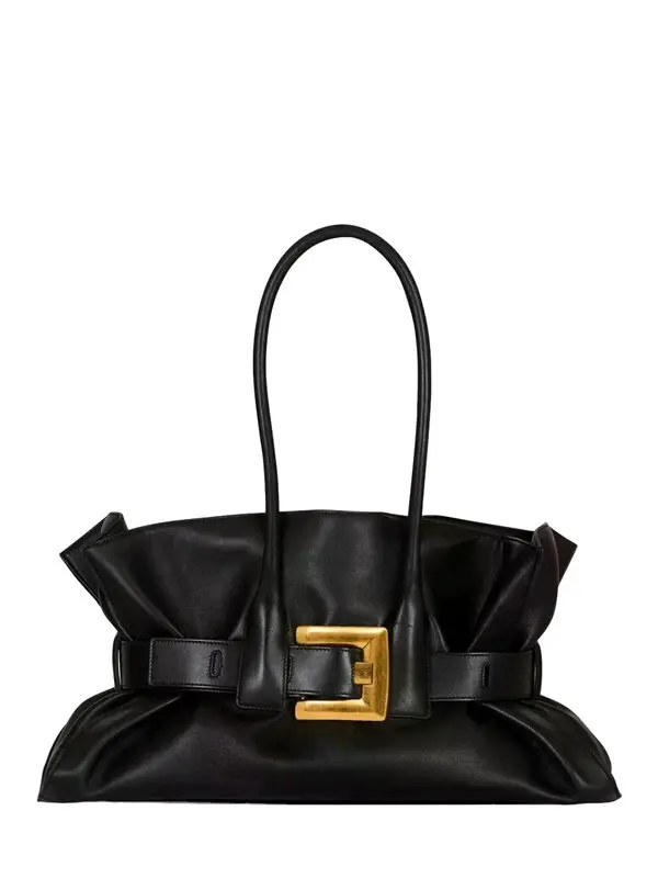 Balmain Large Anthem Buckled Shoulder Bag - Black