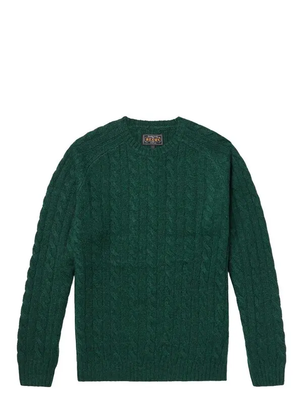 BEAMS Cable-knit Wool Sweater - Green