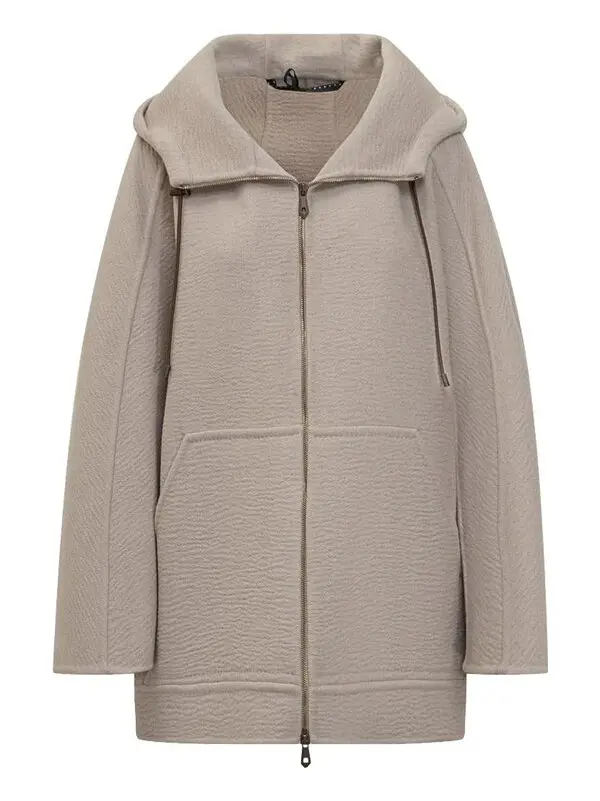 Max Mara Atelier Cashmere Coat With Hood And Zip - Beige