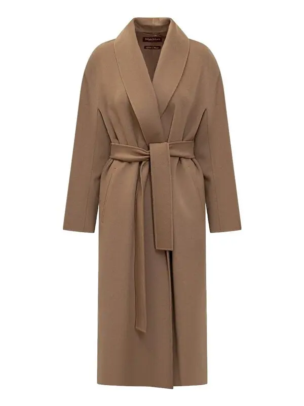 Max Mara Long Coat With Belted Waist - Brown