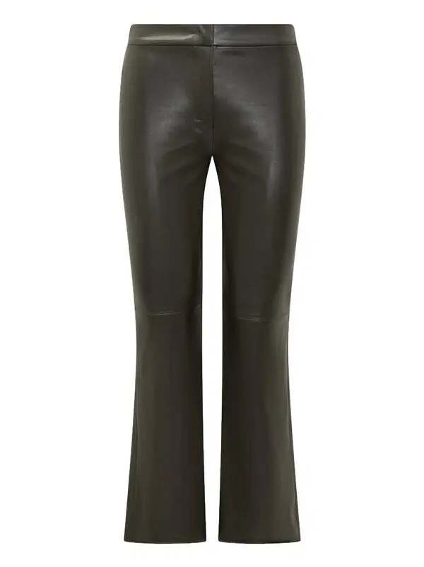 Max Mara Bootcut Leather Pants - Green