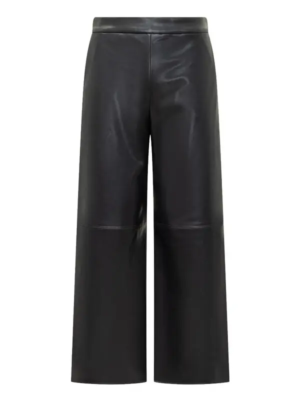 Max Mara Leather Culotte Pants - Black