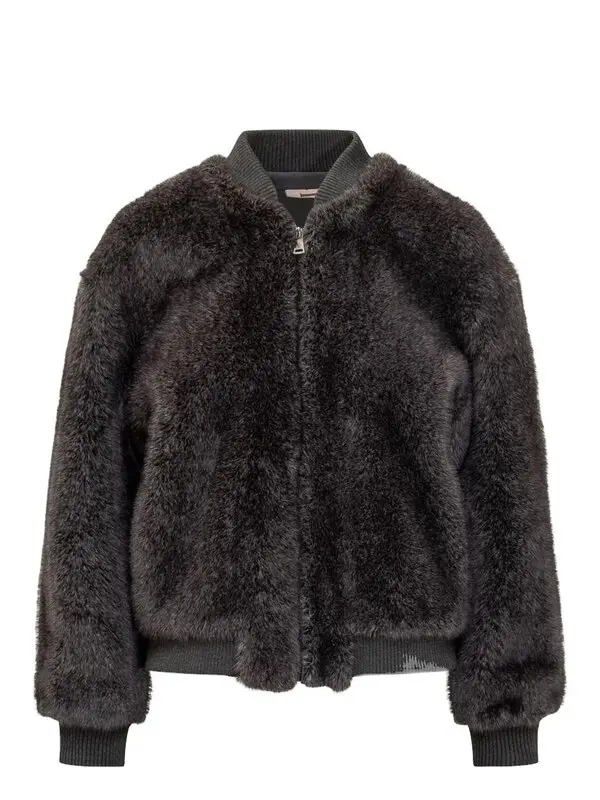 VALENTINI 1972 Faux Fur Bomber Jacket - Black