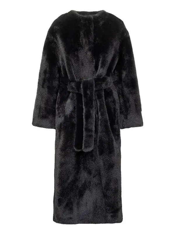 VALENTINI 1972 Long Fur Coat With Belt - Blue