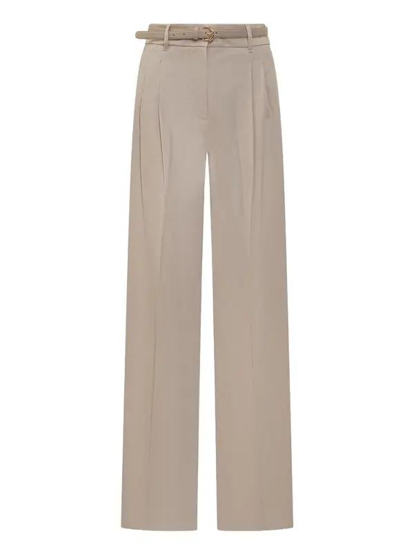 Max Mara Wide-leg Trousers With Belt - Beige